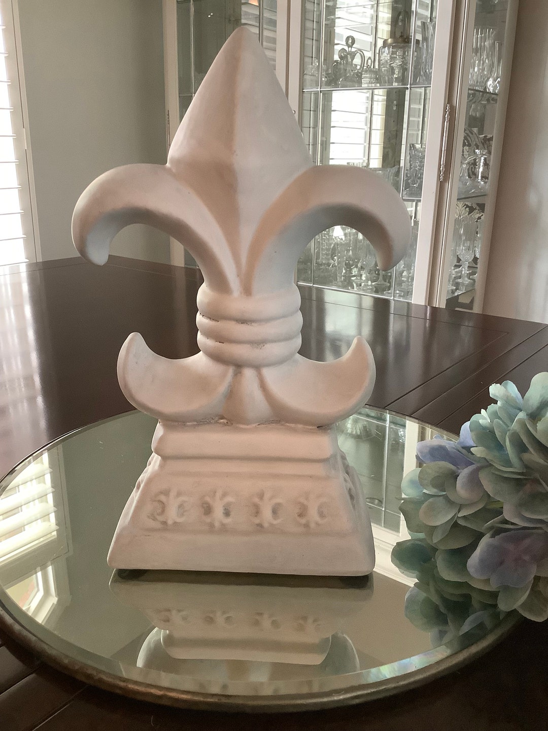 Tall White Ceramic Fleur De Lis Finial - Etsy