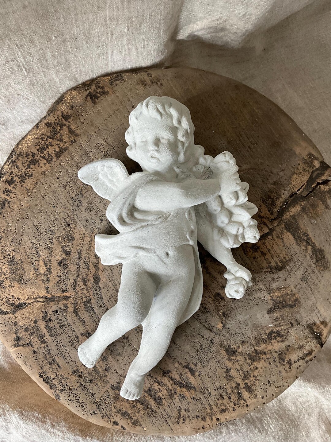 Vintage Stone Look Ceramic Cherub Wall Hanging - 8.5" - Etsy