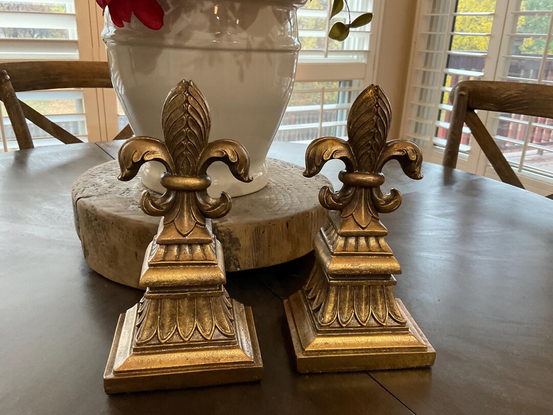 Two Gold and Bronze French Fleur De Lis Finial Bookends - Etsy