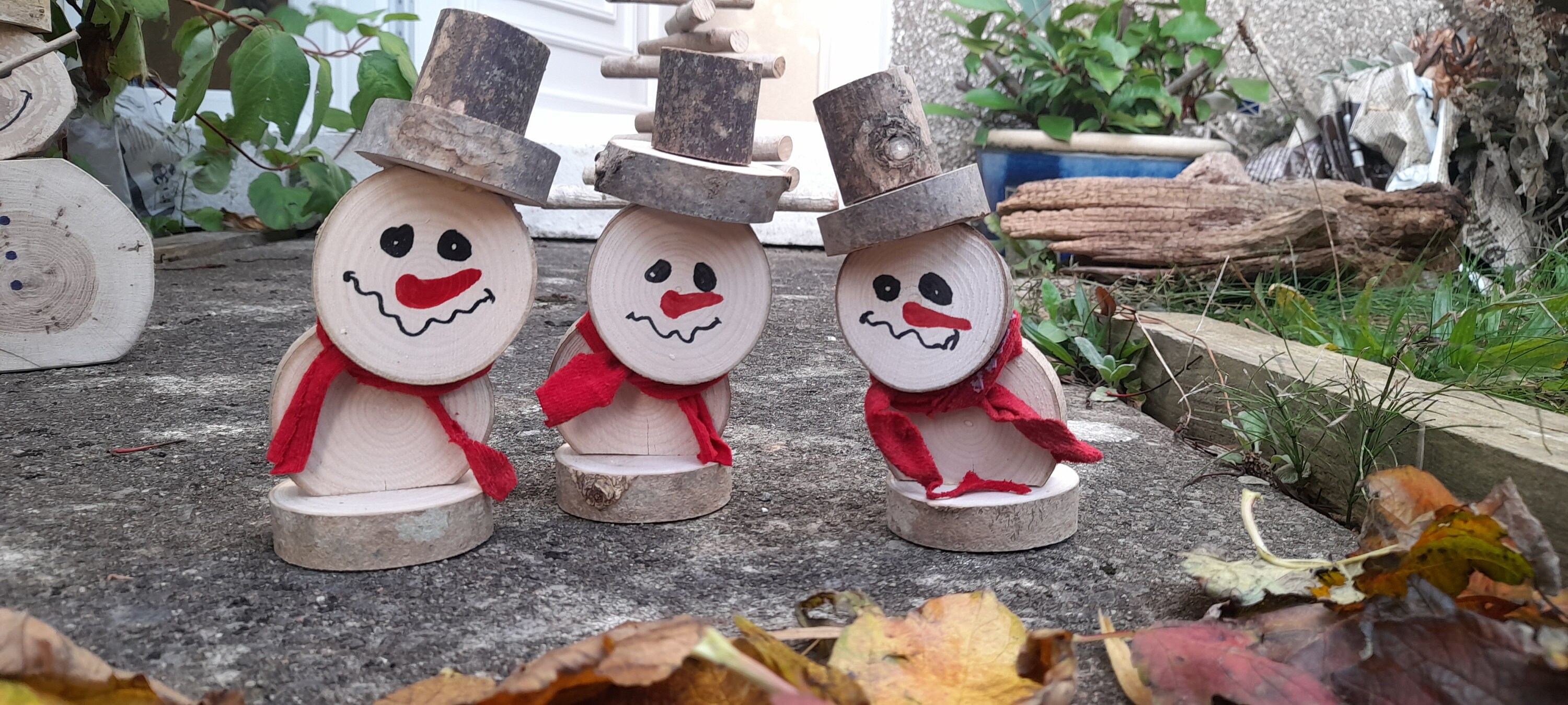 Christmas Log Snowman. Log Slice Snowman. Christmas Wood Gift. - Etsy UK