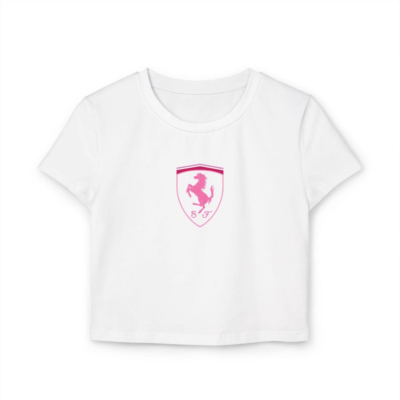 Pink Ferrari Cropped Tee, Women's Formula 1 T Shirt, Ferrari Baby Tee ...