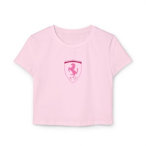 Pink Ferrari Cropped Tee, Women's Formula 1 T Shirt, Ferrari Baby Tee ...