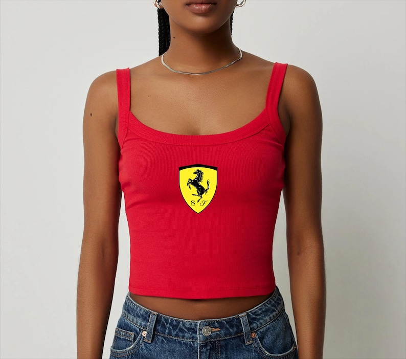 Ferrari-inspired Red Crop Top, Ferrari T-shirt, Grand Prix, F1 Tank Top ...