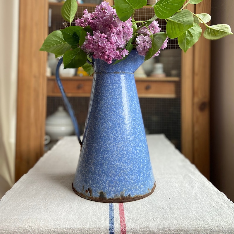French Enamelware Pitcher - Etsy