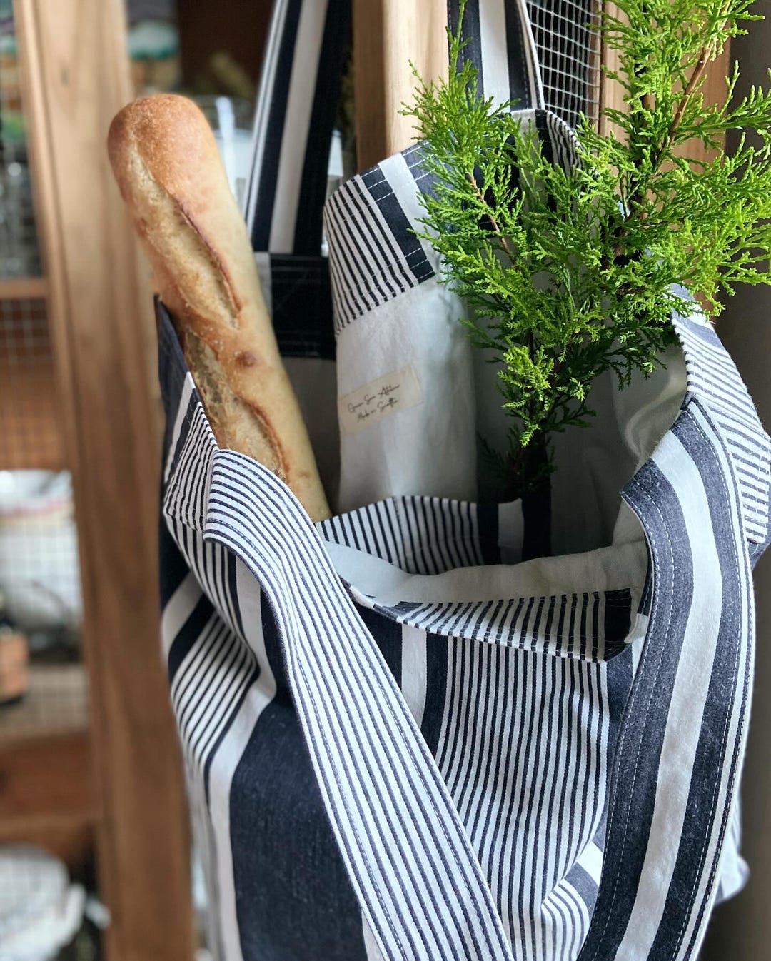 Beautiful French Market Bag Made From Vintage French Mattress Fabric ...