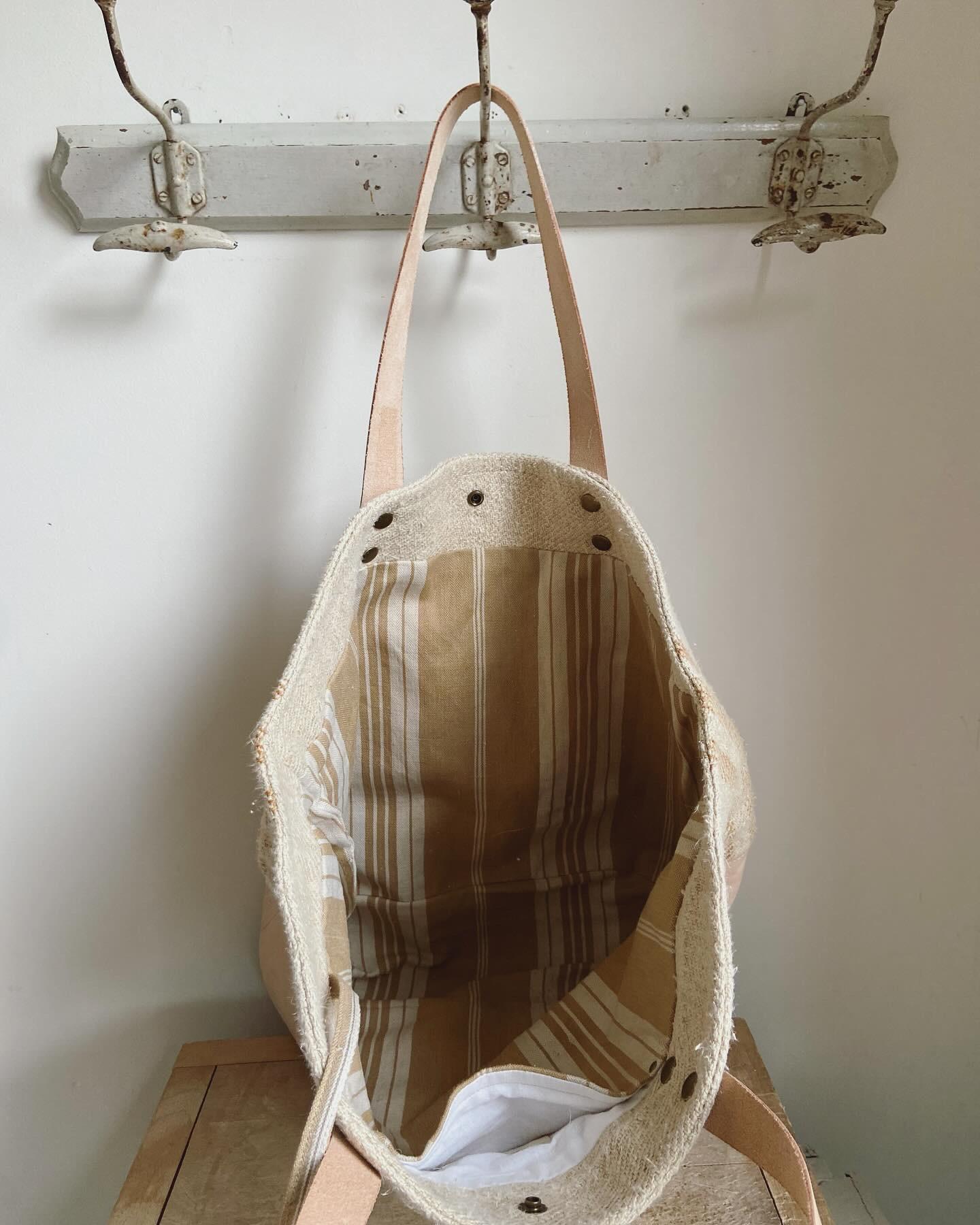 Beautiful Market Bag Made From Vintage French Grain Sack, Lined With ...