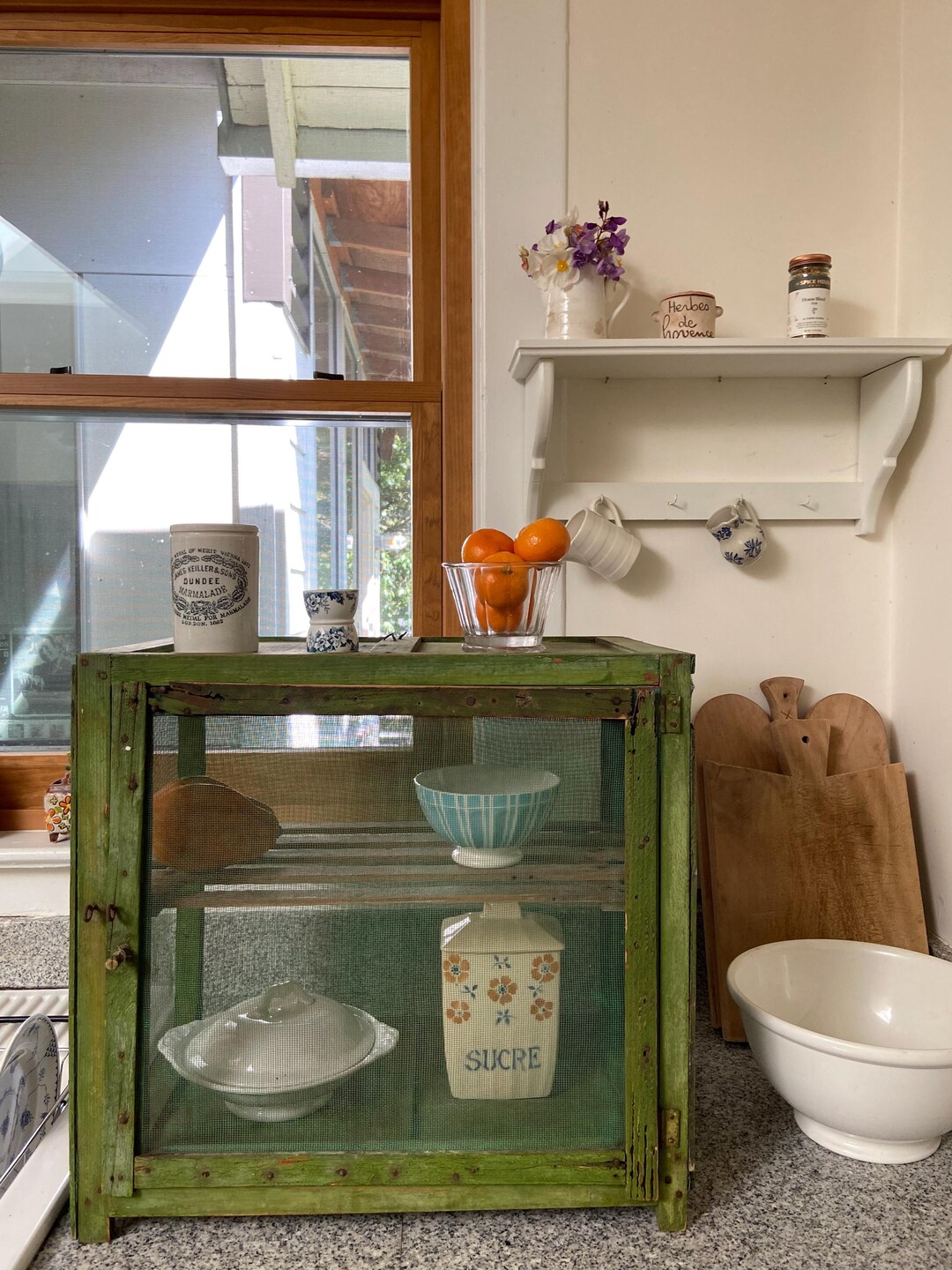 Beautiful Vintage French Garde Manger, Cheese Safe in a Beautiful Green ...