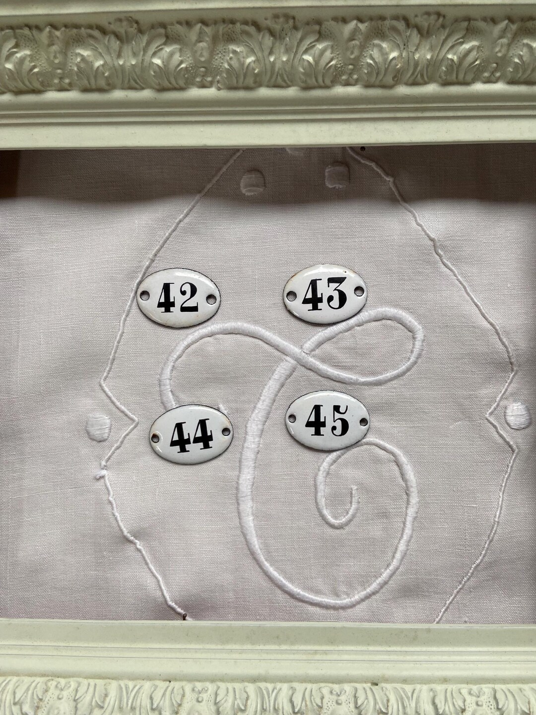 Rustic Farmhouse Vintage French Cast Iron Set of 4 Numbers ( 42, 43, 44 ...