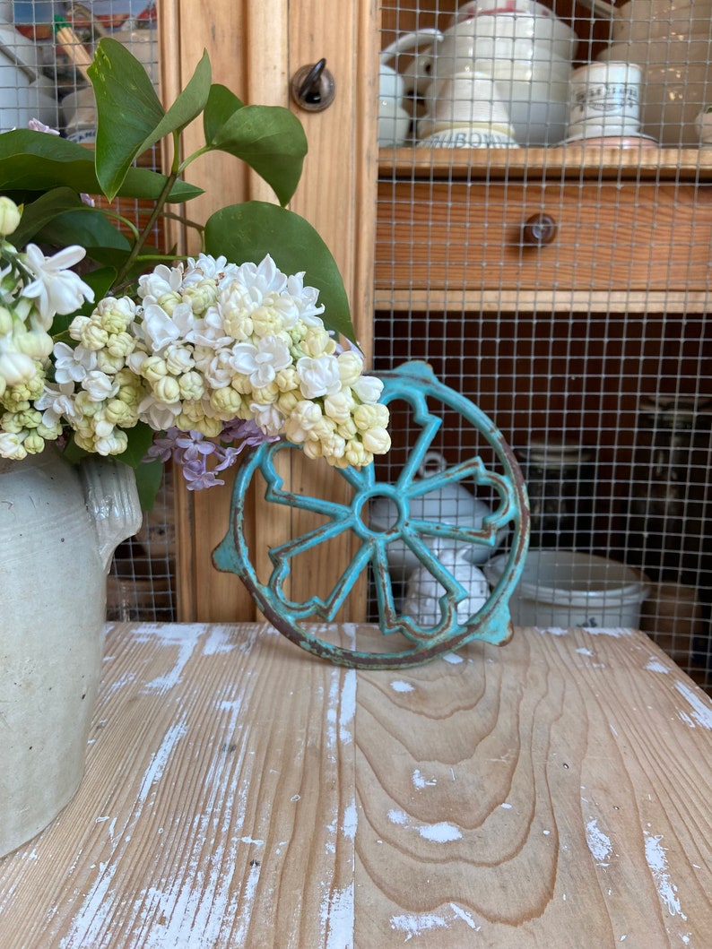 Beautiful Vintage French Cast Iron Trivet in Blue - Etsy