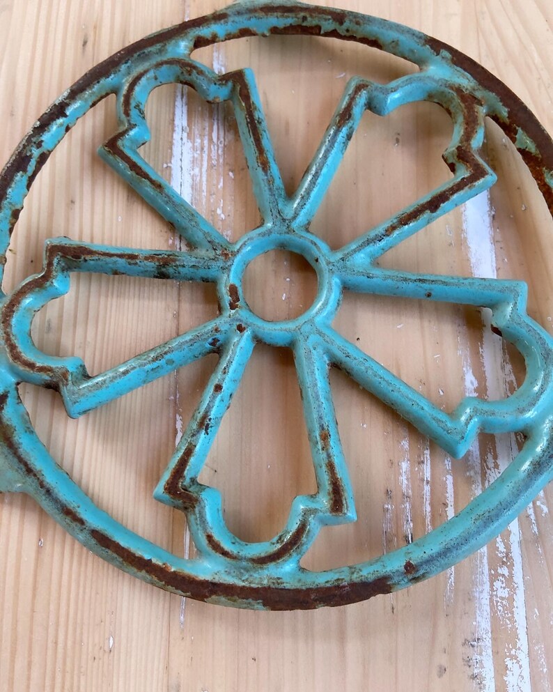 Beautiful Vintage French Cast Iron Trivet in Blue - Etsy