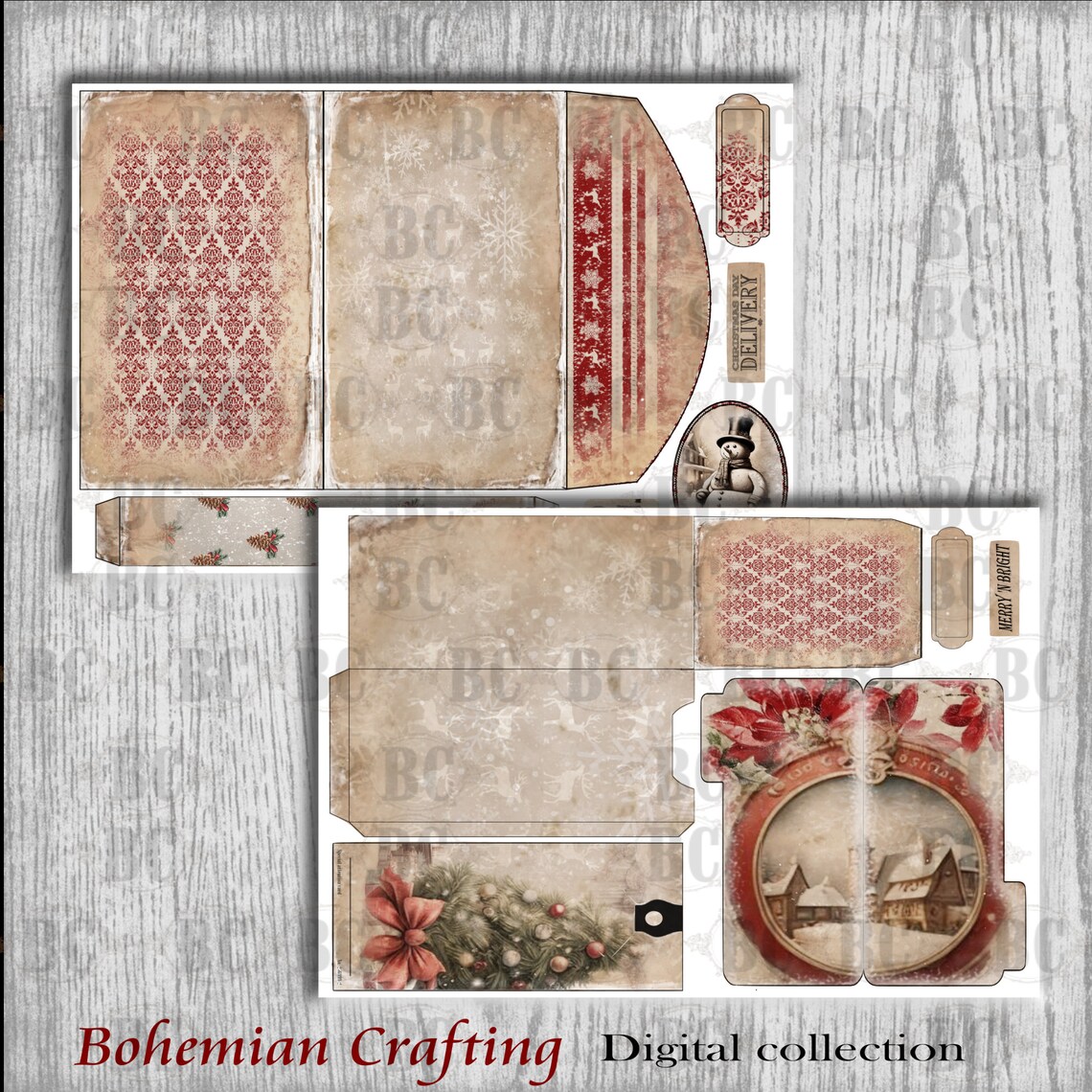 Snowman File Folder Digital Collection for Junk Journals, Printable ...