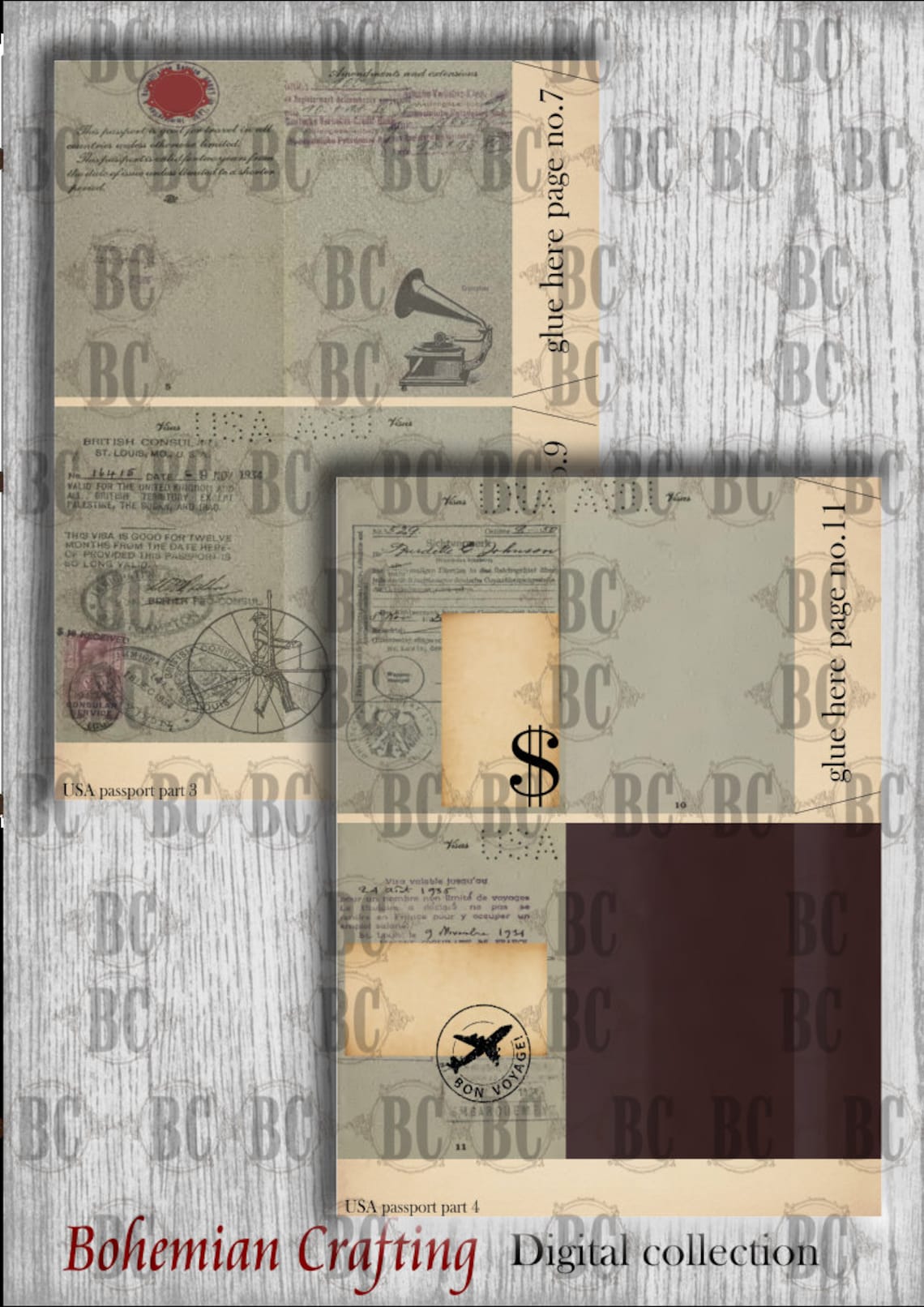 Vintage USA Passport Book Digital Download Printable - Etsy