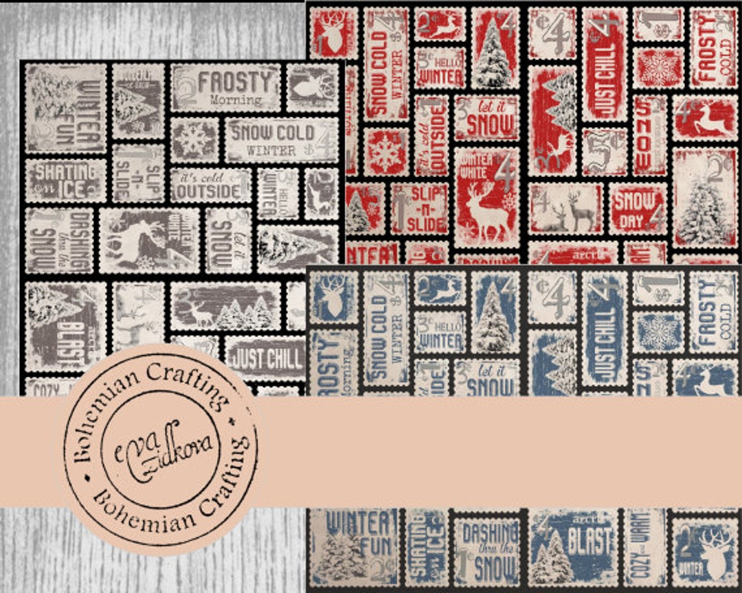 Winter Post Stamps Digital Download Printable for Junk Journals ...