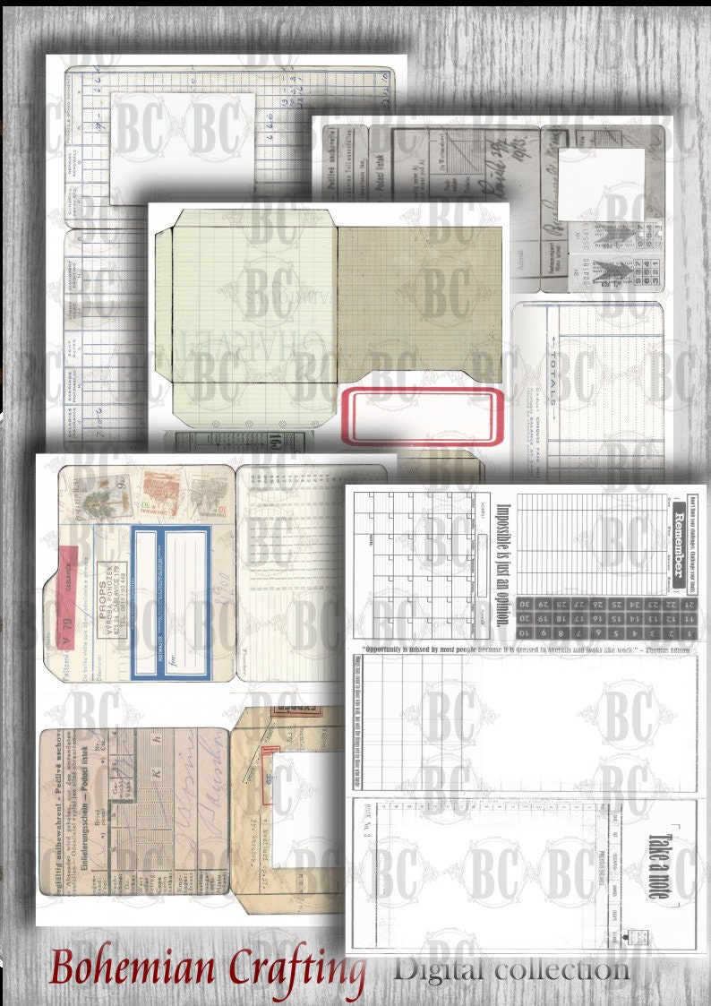 Vintage Folders and Pockets Digital Download Printable Collection ...