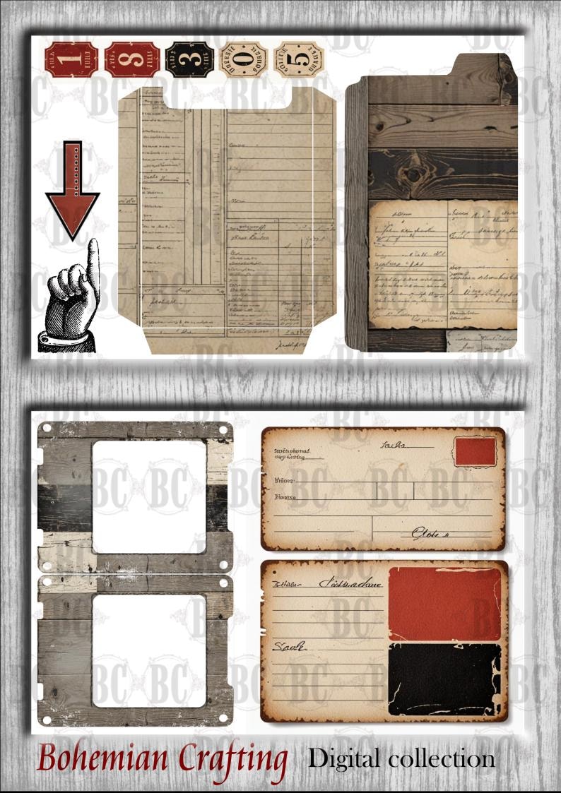 Layered Pockets Digital Design Printable Ephemera for Junk Journals - Etsy