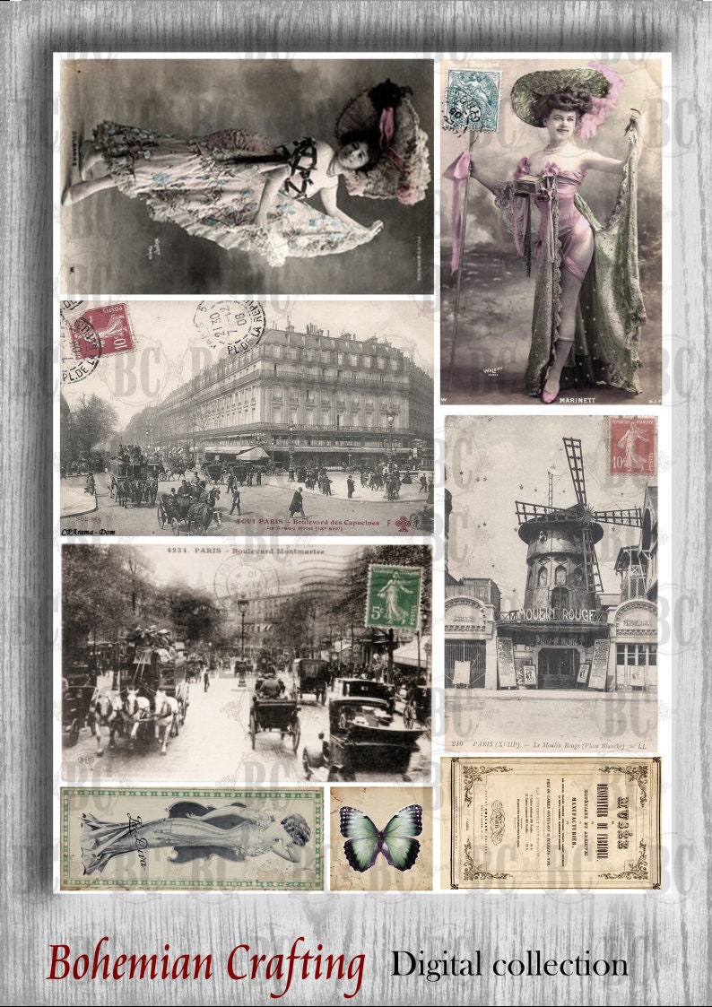 Vintage French Post Cards Digital Download Printable Ephemera - Etsy