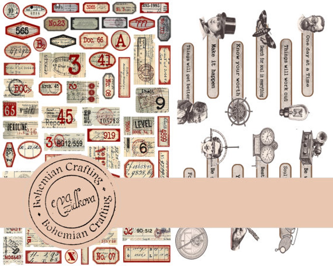 Vintage Tabs and Labels Digital Download Printable Ephemera - Etsy