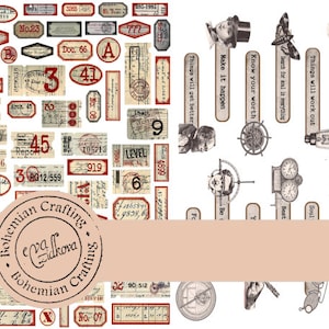 Vintage Tabs and Labels Digital Download Printable Ephemera - Etsy
