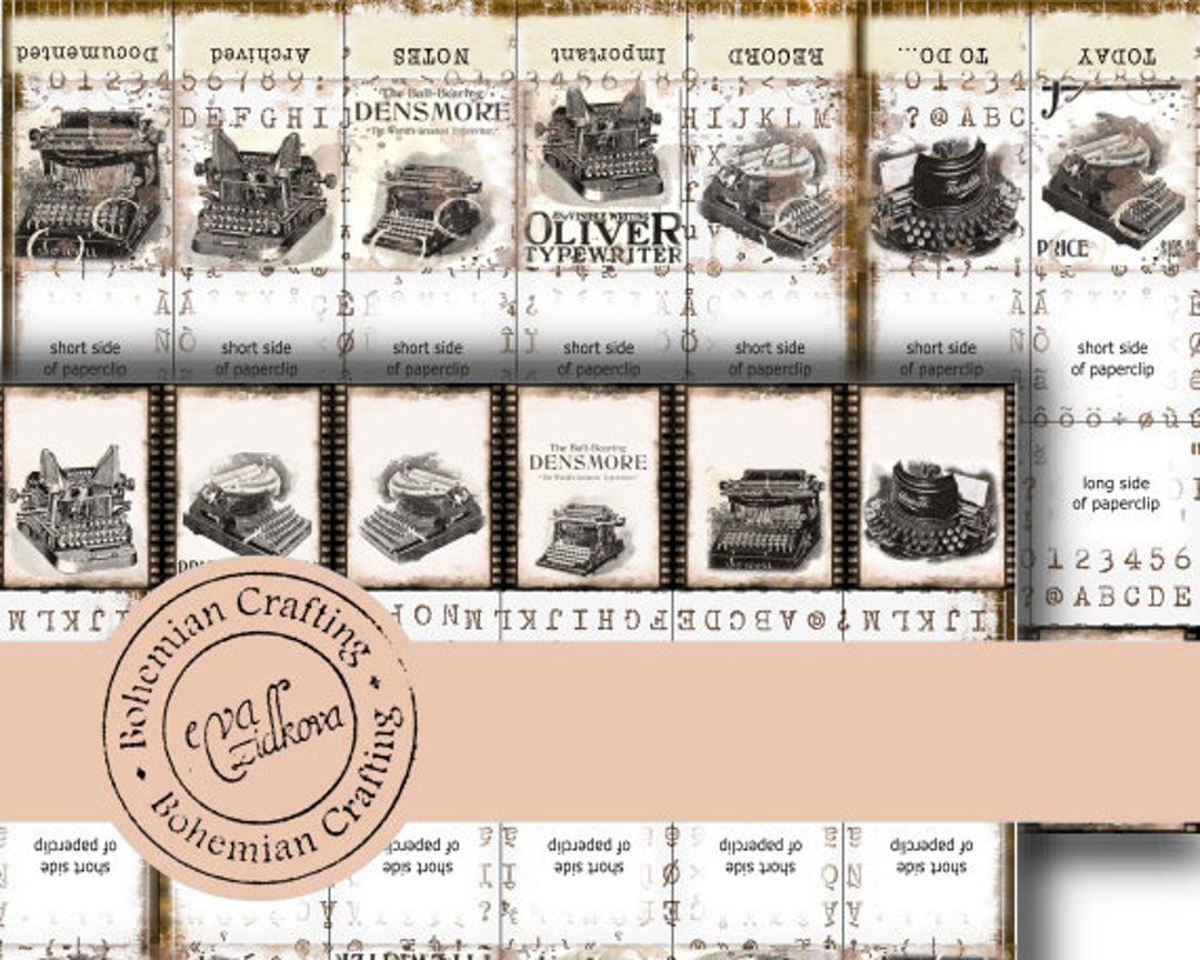 Vintage Typewriters Hidden Paperclips Digital Design Printable Ephemera ...