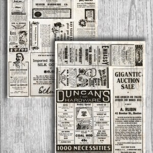 Vintage Pack - Newspaper Adds Digital Download Printable Ephemera for ...