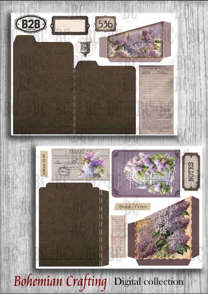 Lilla Cascade Gatefold Folder Digital Design Printable Ephemera Journal ...