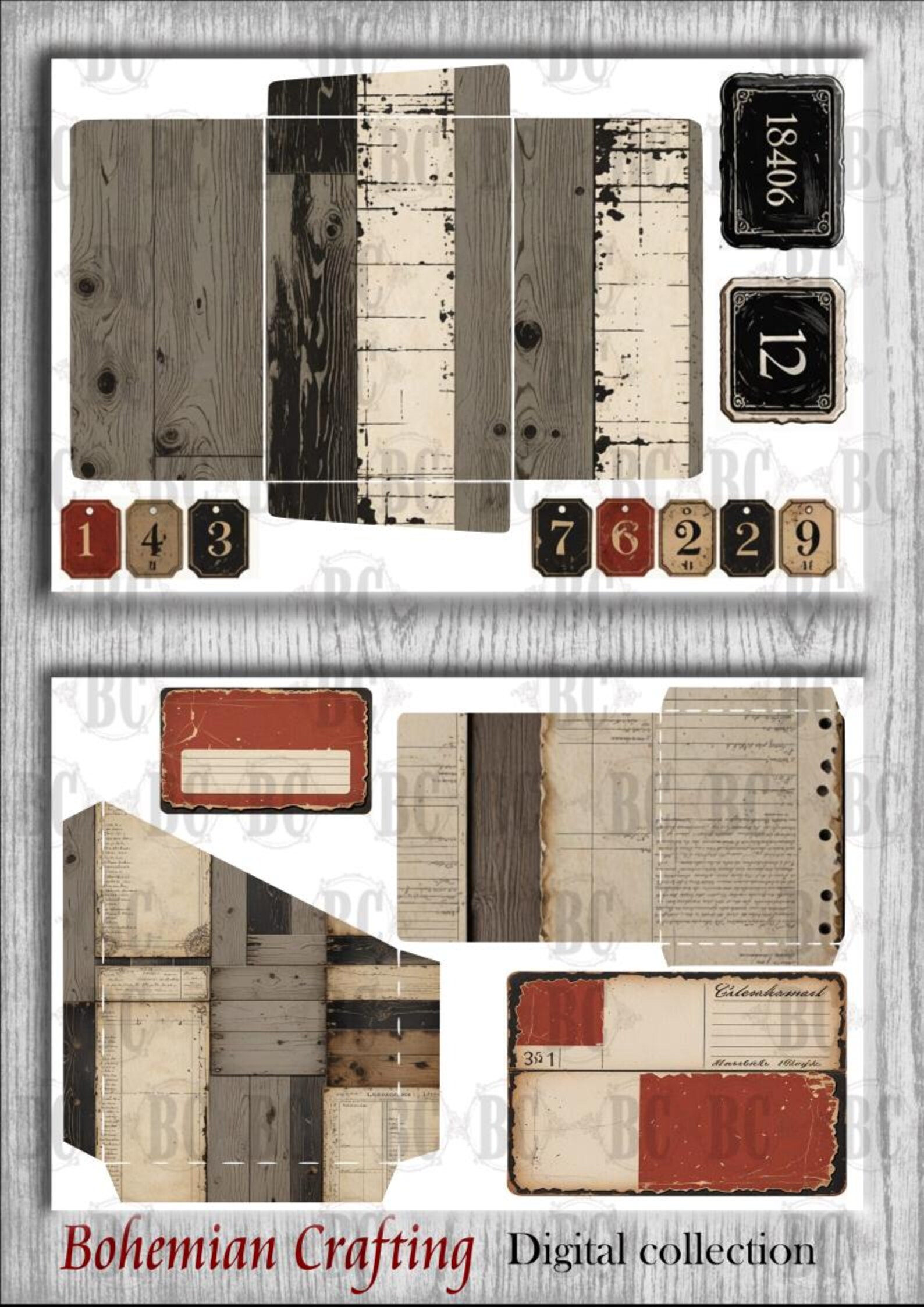 Layered Pockets Digital Design Printable Ephemera for Junk Journals - Etsy