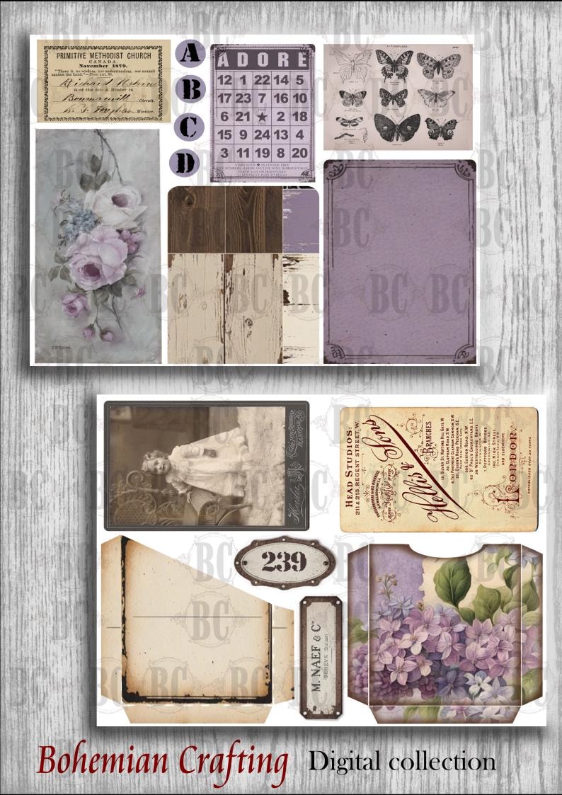Lilla Cascade Gatefold Folder Digital Design Printable Ephemera Journal ...
