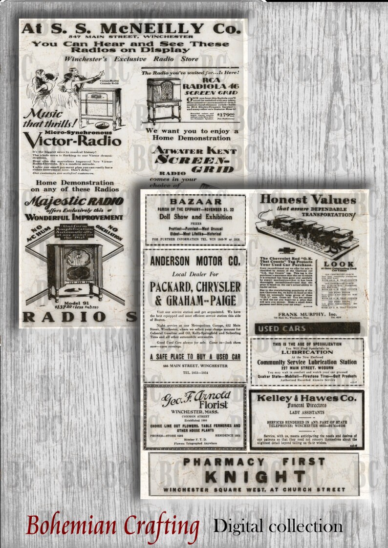 Vintage Pack - Newspaper Adds Digital Download Printable Ephemera for ...