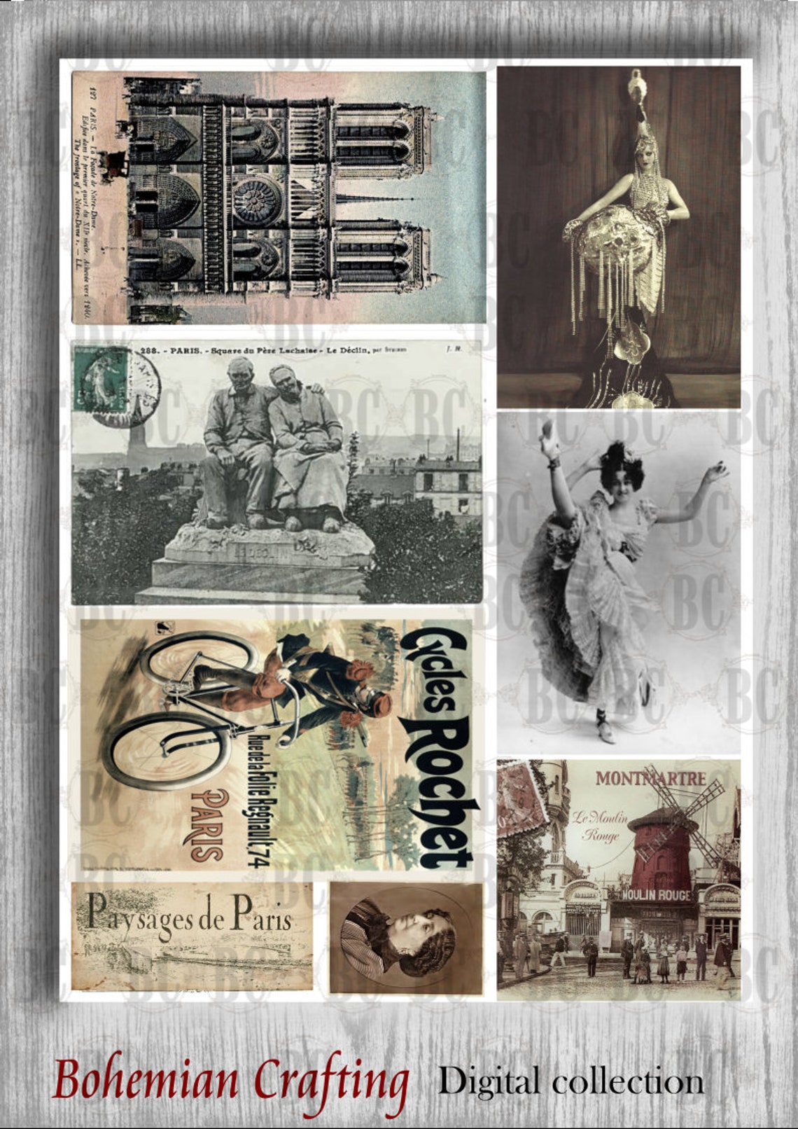 Vintage French Post Cards Digital Download Printable Ephemera - Etsy