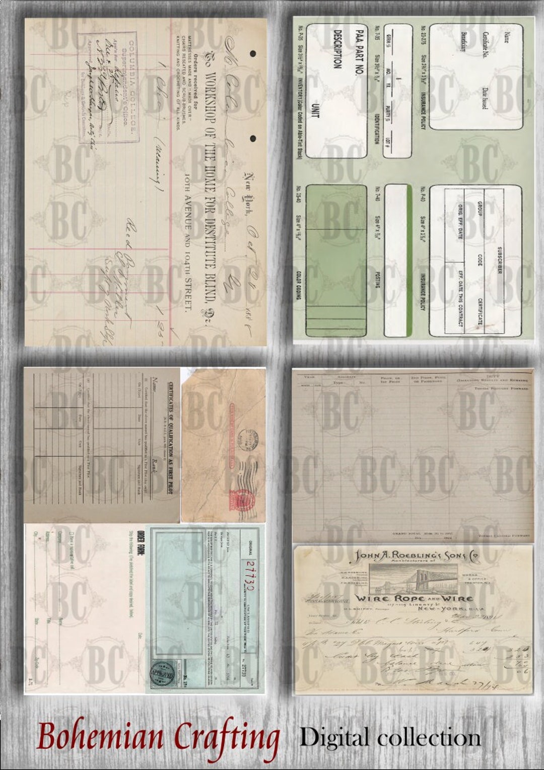 Vintage Documents Ephemera Digital Download Printable - Etsy