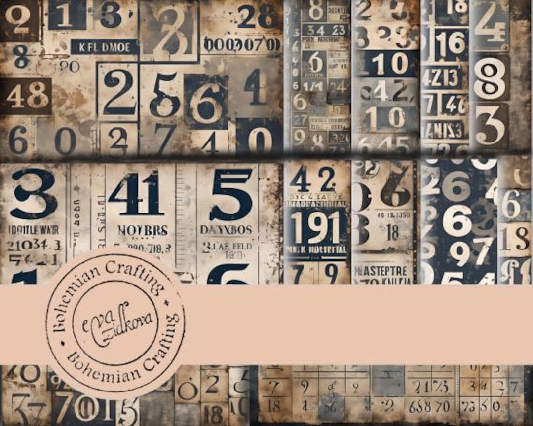 Lost in Numbers Grunge Digital Collection/ Junk Journal Kit/ Printable ...