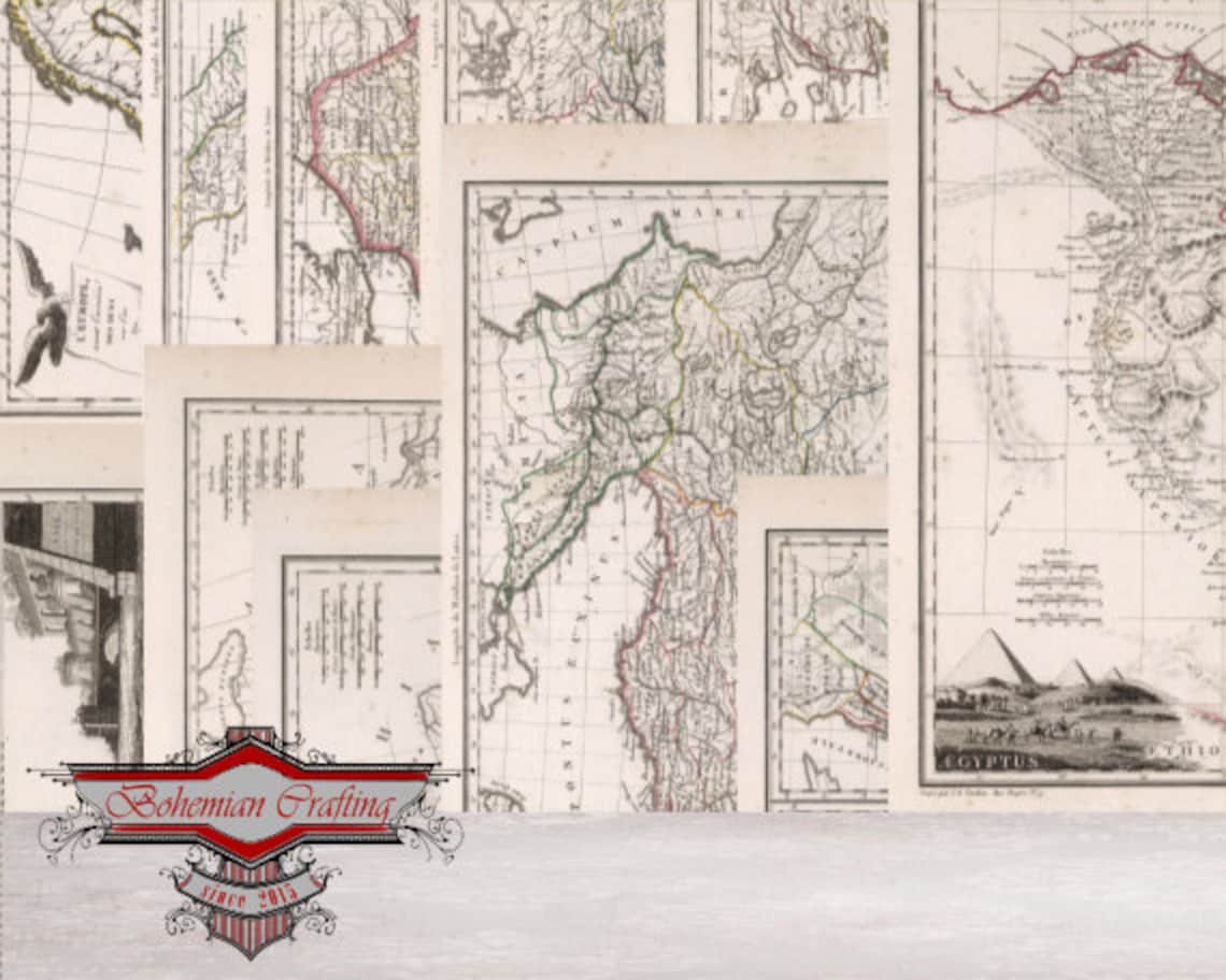 Antique Ancient Vintage Maps Digital Download Printable Junk Journal ...