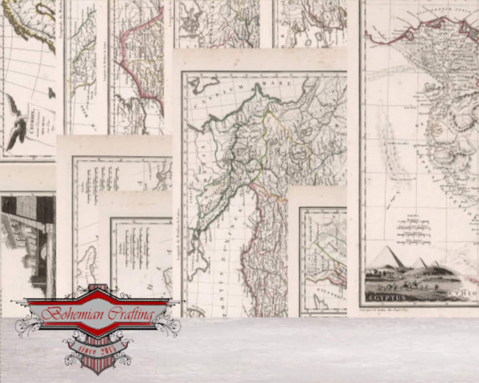Antique Ancient Vintage Maps Digital Download Printable Junk Journal ...