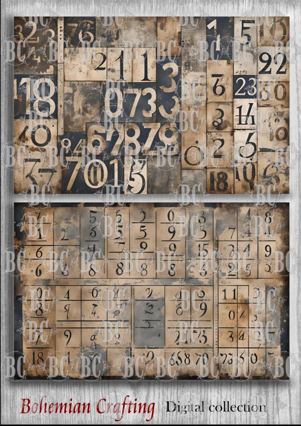 Lost in Numbers Grunge Digital Collection/ Junk Journal Kit/ Printable ...
