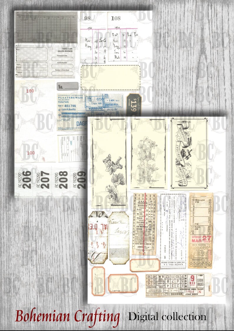 DIGITAL DOWNLOAD Collection of Ephemera and Book Pages for | Etsy UK