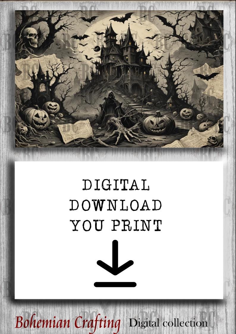 Halloween Story Journal Pages Kit, Digital Download, Printable Ephemera ...