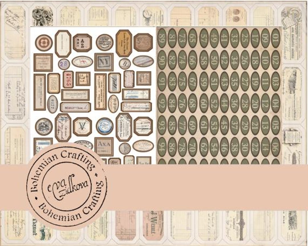 Vintage Snippet Labels Digital Design Printable Embellishments Junk ...