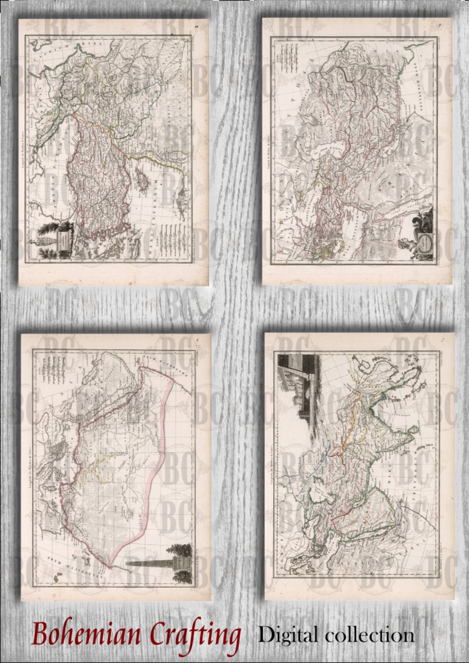 Antique Ancient Vintage Maps Digital Download Printable Junk Journal ...