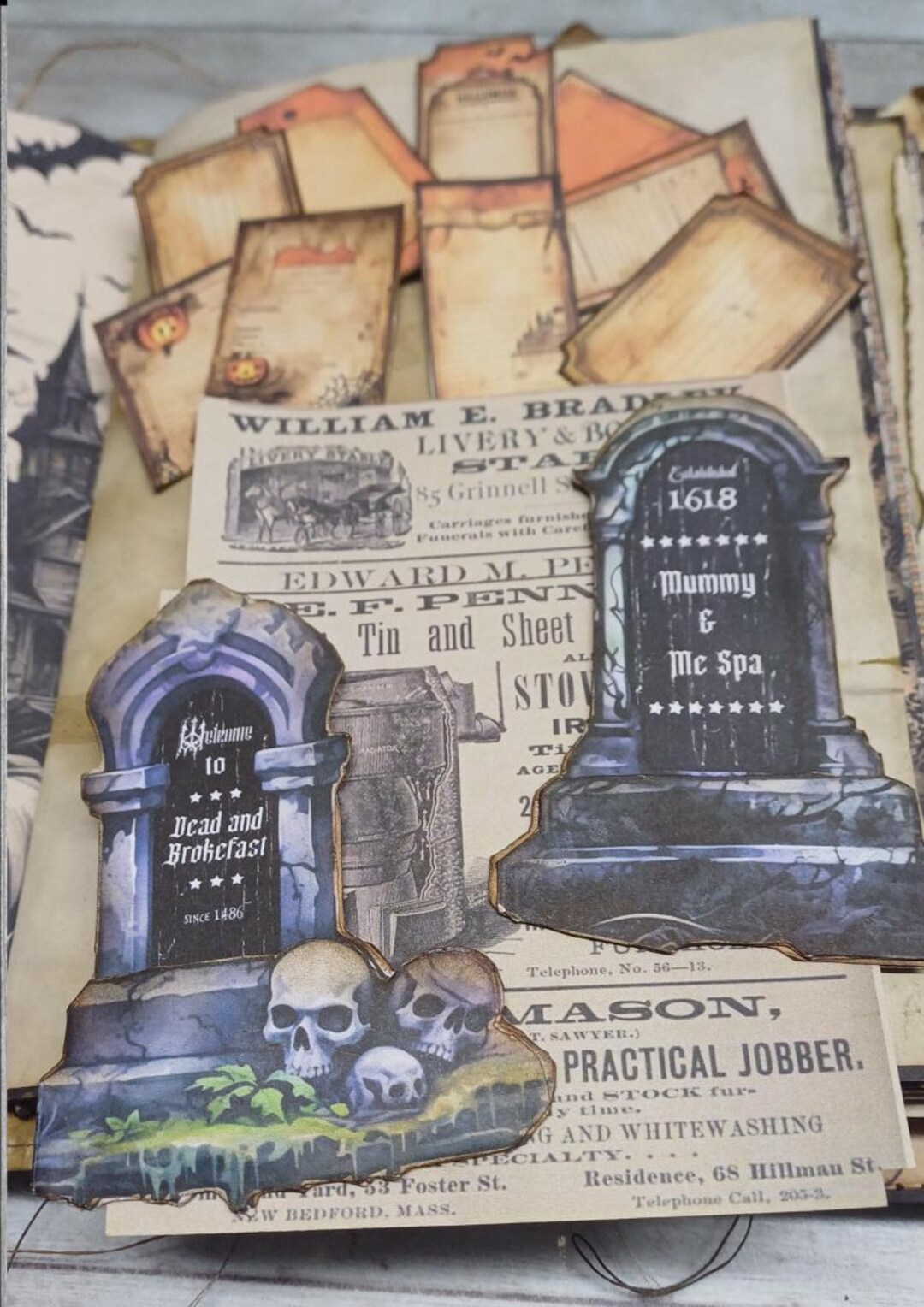Halloween Tombstone Hidden Paperclips Kit, Junk Journal Paper Clip ...