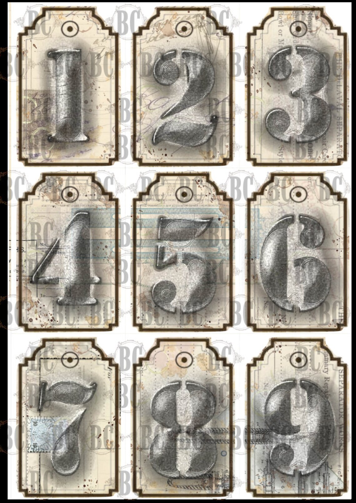 Vintage Alphabet and Numbers Tags Digital Download Junk - Etsy UK