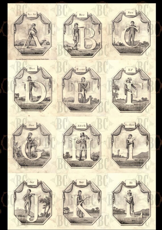 Vintage Pictorial Alphabet Digital Download Printable | Etsy