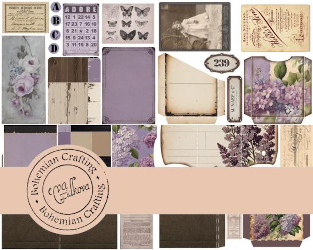 Lilla Cascade Gatefold Folder Digital Design Printable Ephemera Journal ...