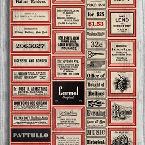 Vintage Snippet Labels From Old Books Digital Download Printable ...