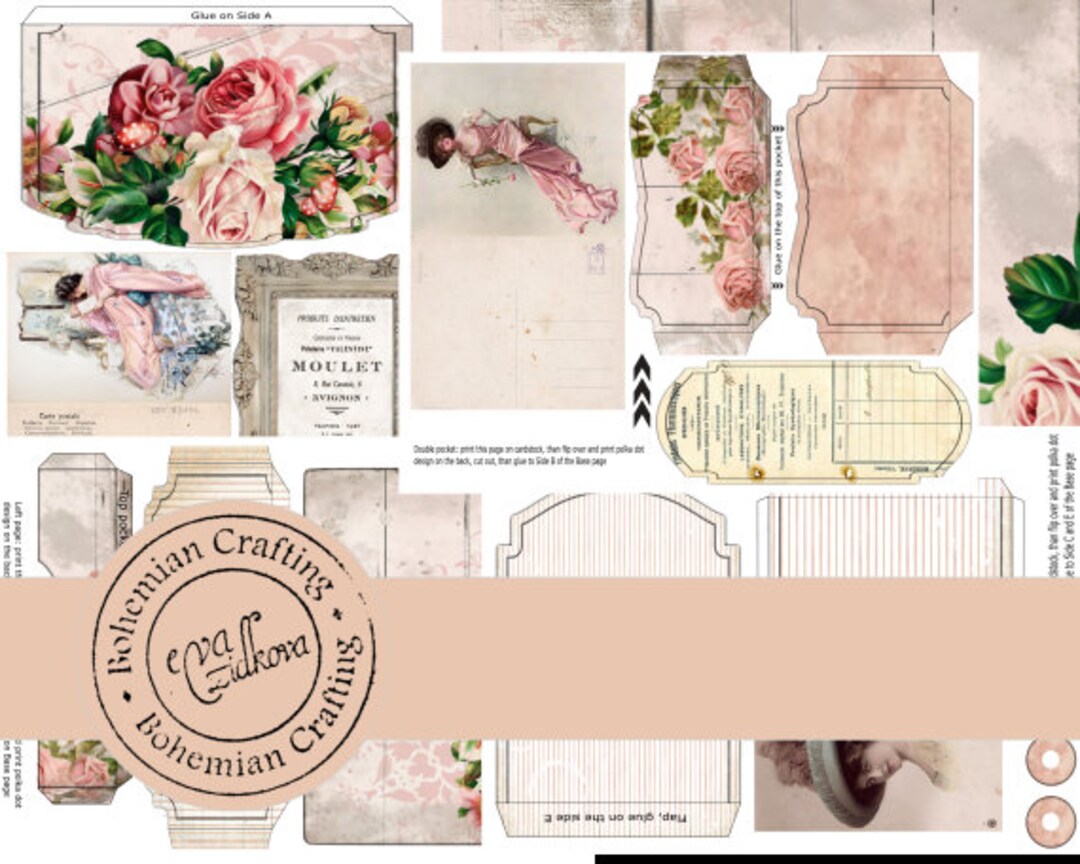 Rose Folio Digital Design Printable Journal Ephemera - Etsy