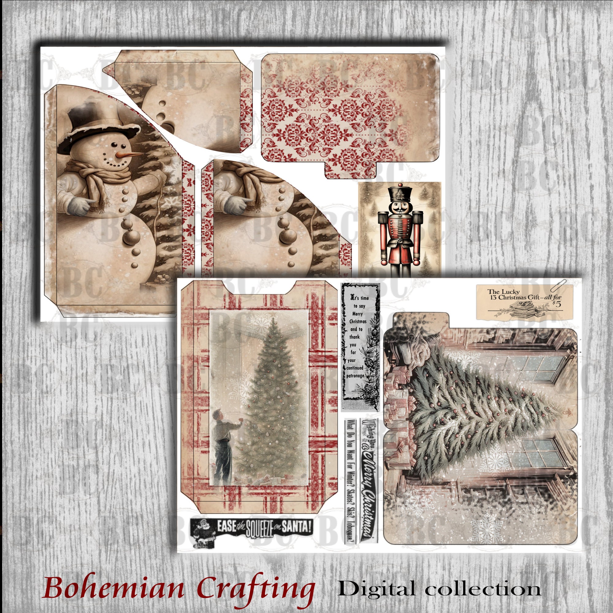 Snowman File Folder Digital Collection for Junk Journals, Printable ...