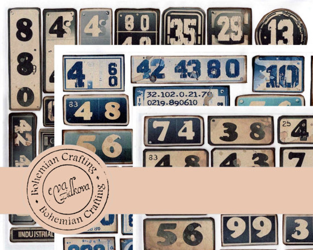 Grunge Numbers Digital Design, Printable Embellishment for Junk ...