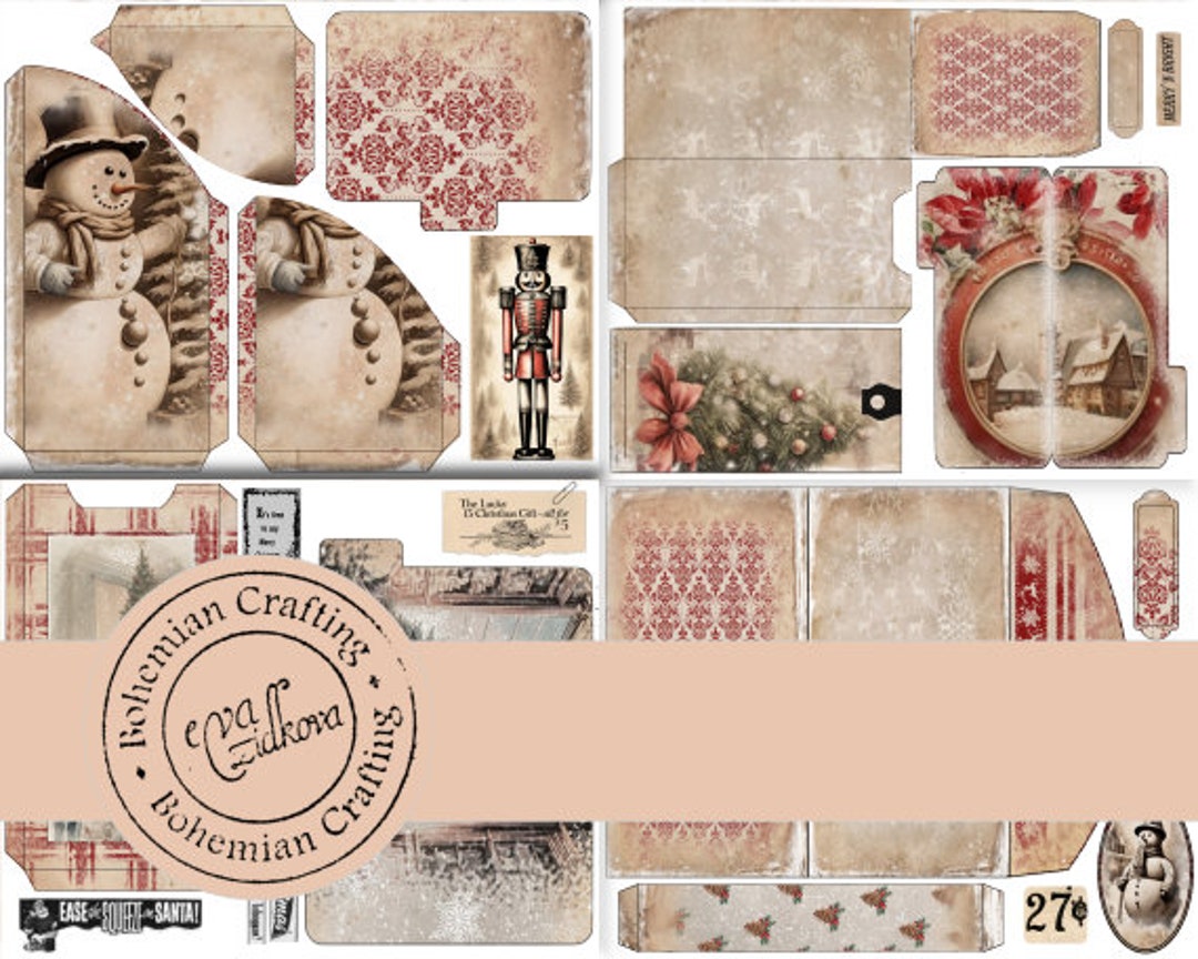 Snowman File Folder Digital Collection for Junk Journals, Printable ...