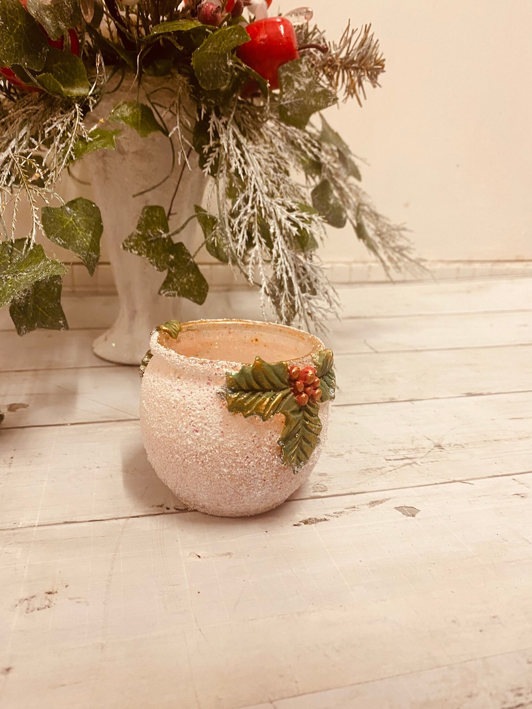 Handmade Christmas Holly Candle Vanilla Fragrance Decorative - Etsy