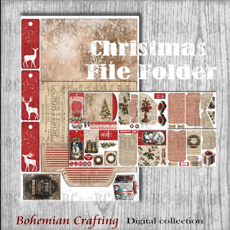 Christmas Folder Digital Collection for Junk Journals, Printable ...