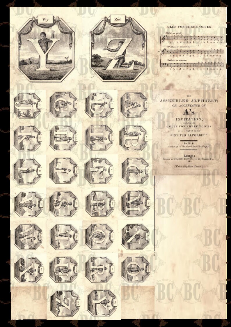 Vintage Pictorial Alphabet Digital Download, Printable - Etsy